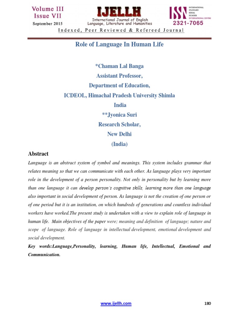 Importance of Language in Human Life | PDF | Language Development ...