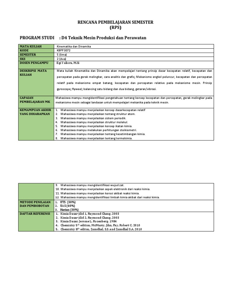 RPS Kinematika Dan Dinamika | PDF