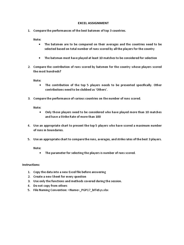 Excel Assignment | PDF