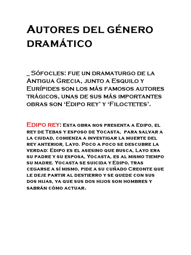 Autores Del Género Dramático