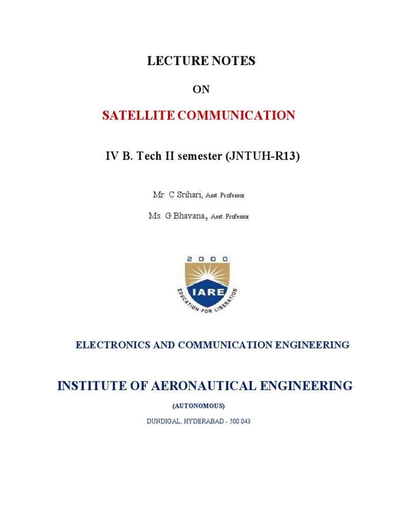 Satellite Notes | PDF | Satellite | Orbit