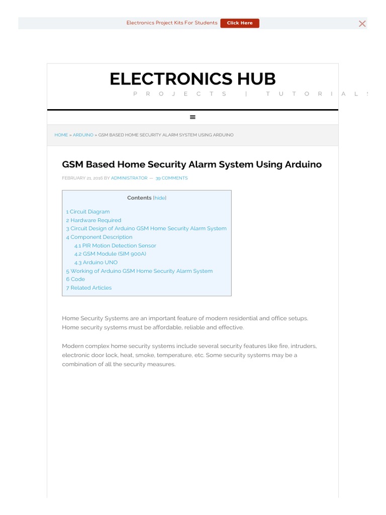 GSM Based Home Security Alarm | PDF | Security Alarm | Arduino GSM Based Home Security Alarm | PDF | Security Alarm | Arduino