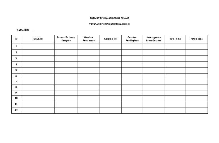 Format Penilaian Lomba Senam | PDF