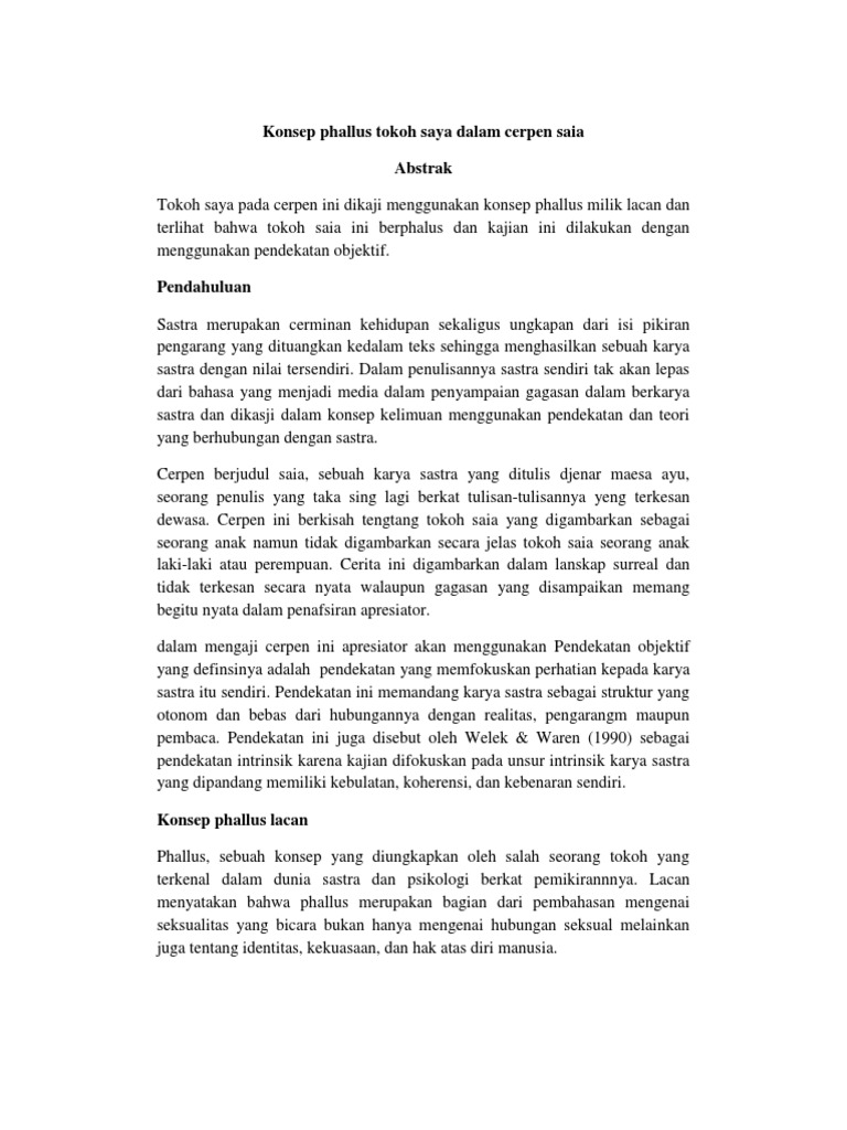 PHALLUS IDENTITY OF THE MAIN CHARACTER IN THE SHORT STORY 'SAIA ...