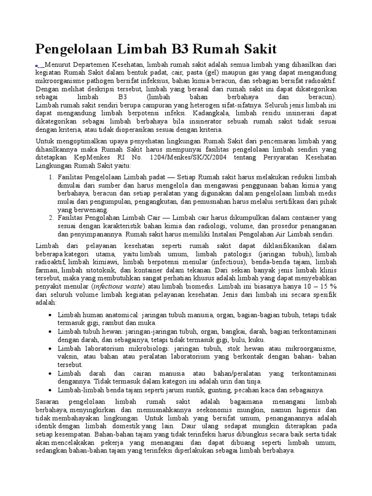 Pengolahan Limbah B3 | PDF | Sains & Matematika