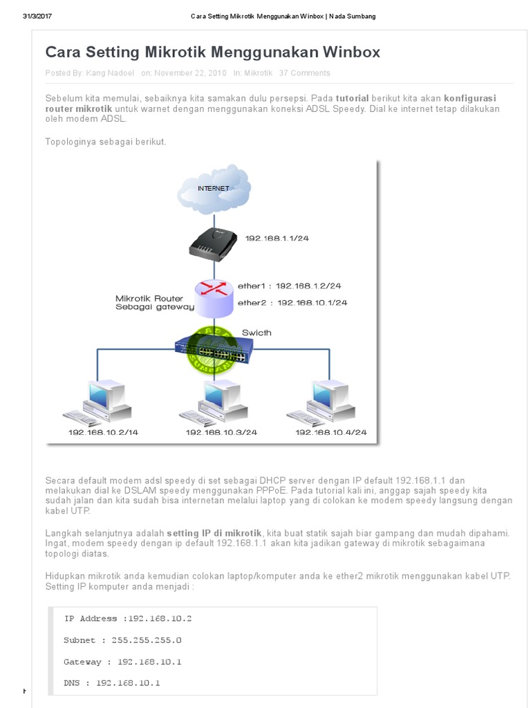 Cara Setting Mikrotik Menggunakan Winbox - Nada Sumbang | PDF | Komputer