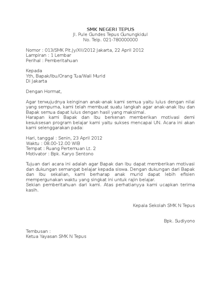 Contoh Surat Tembusan | PDF