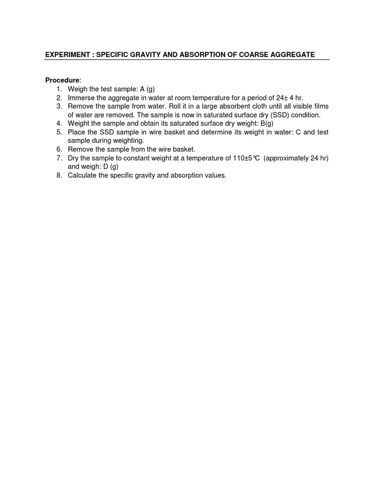 Specific Gravity and Absorption of Coarse Aggregate | PDF