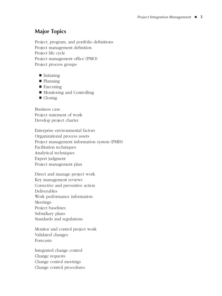 Major Topics: Project Integration Management | PDF