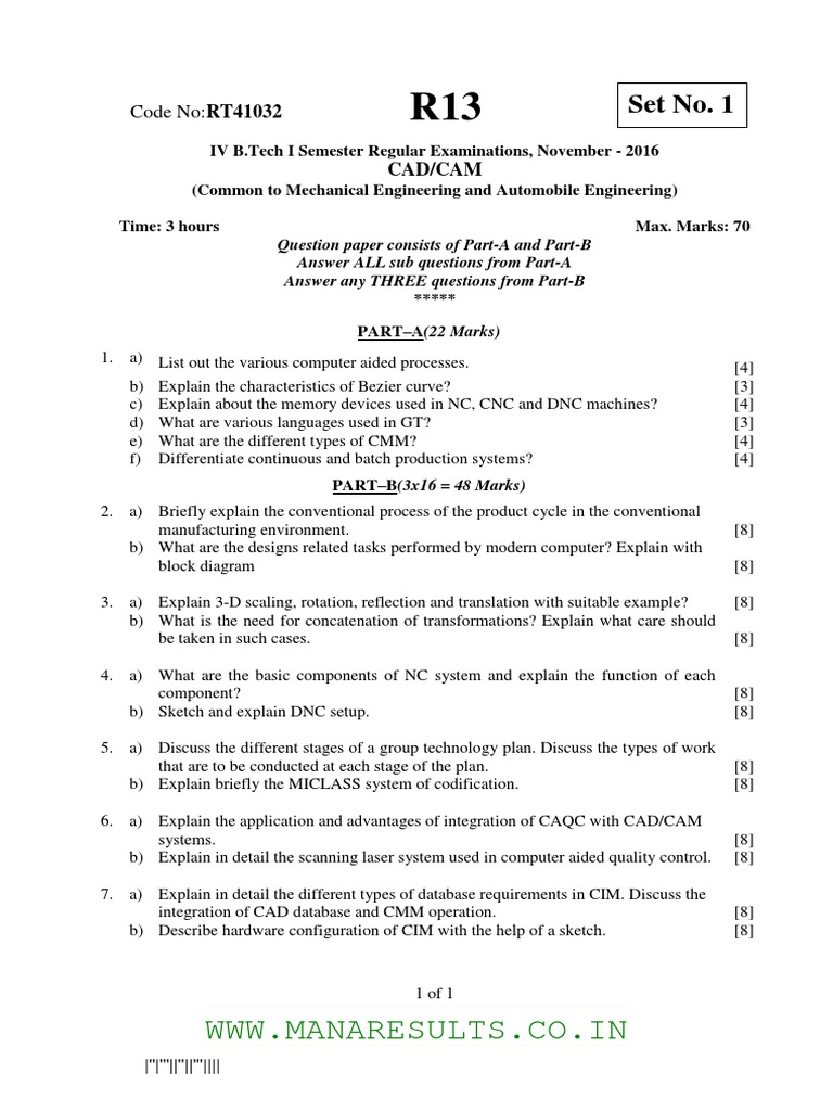 Analysis of a CAD/CAM Exam for Mechanical Engineering Students | PDF ...