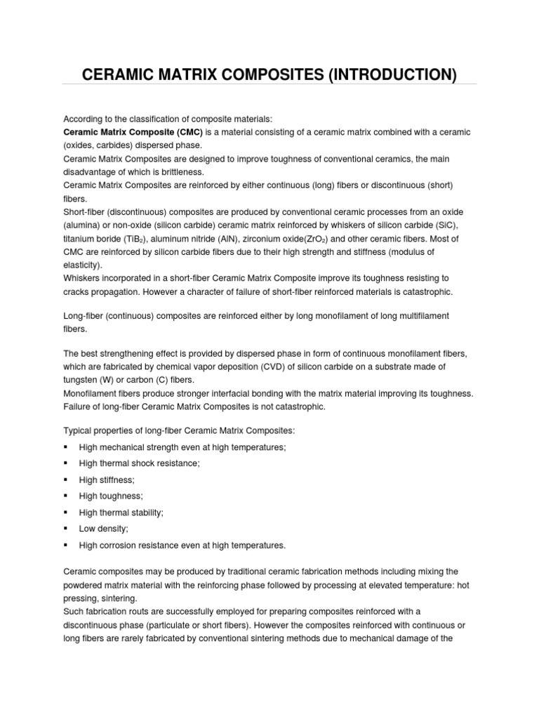 Ceramic Matrix Composites Introduction | PDF | Composite Material ...