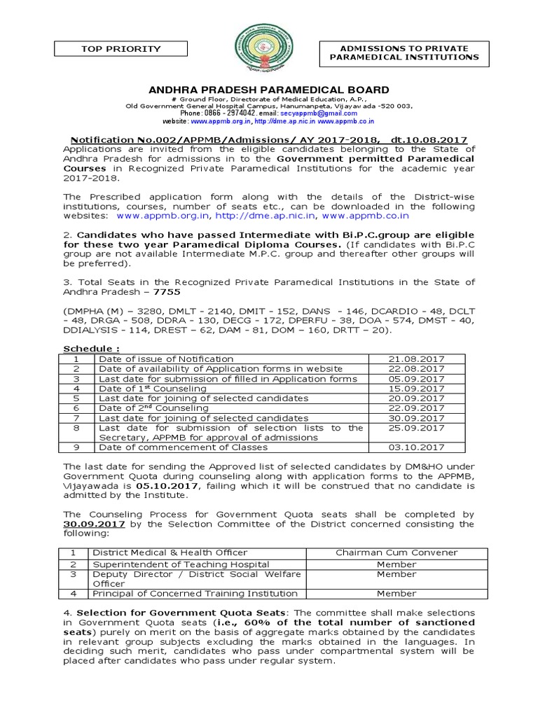 AP Paramedical Notification
