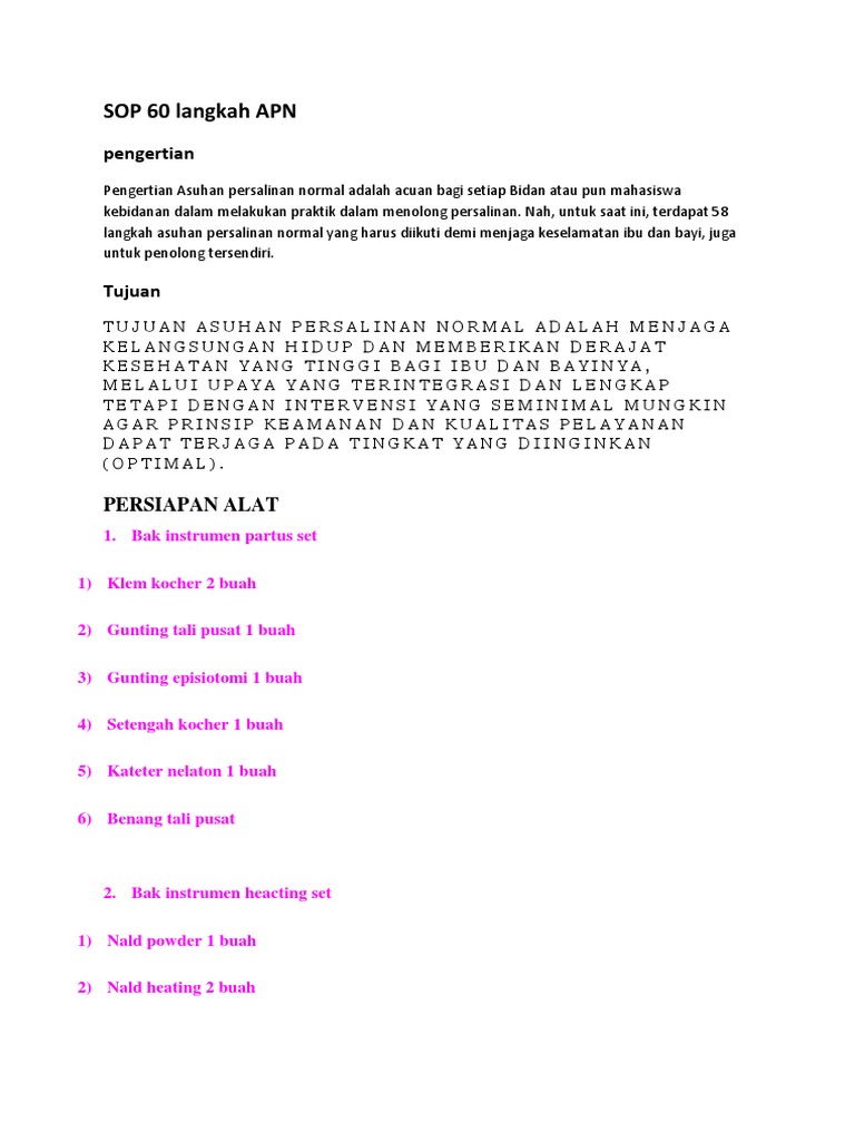 SOP 60 Langkah APN | PDF