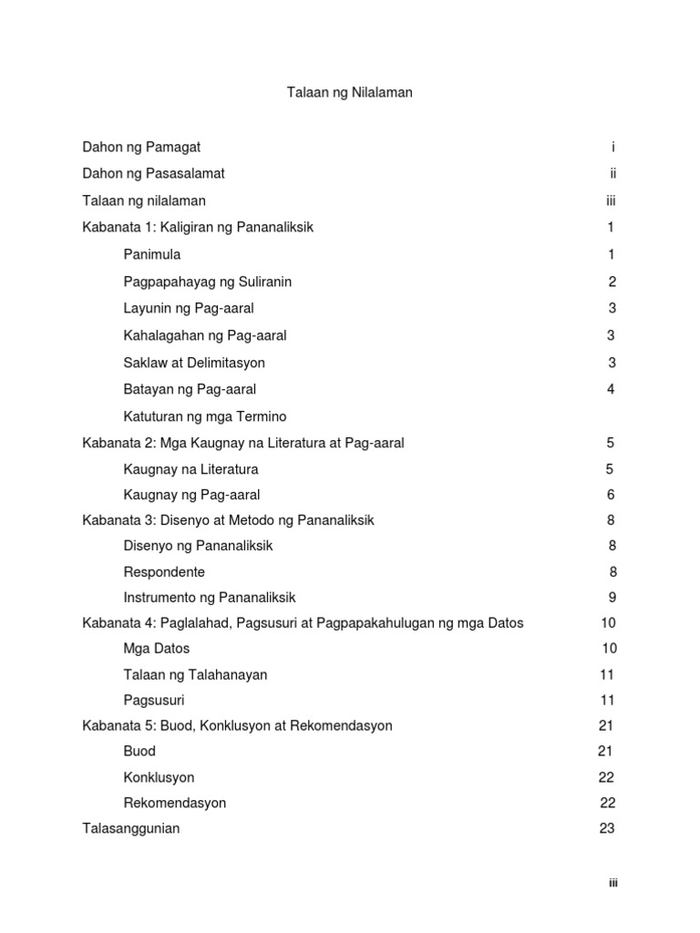 Talaan NG Nilalaman | PDF