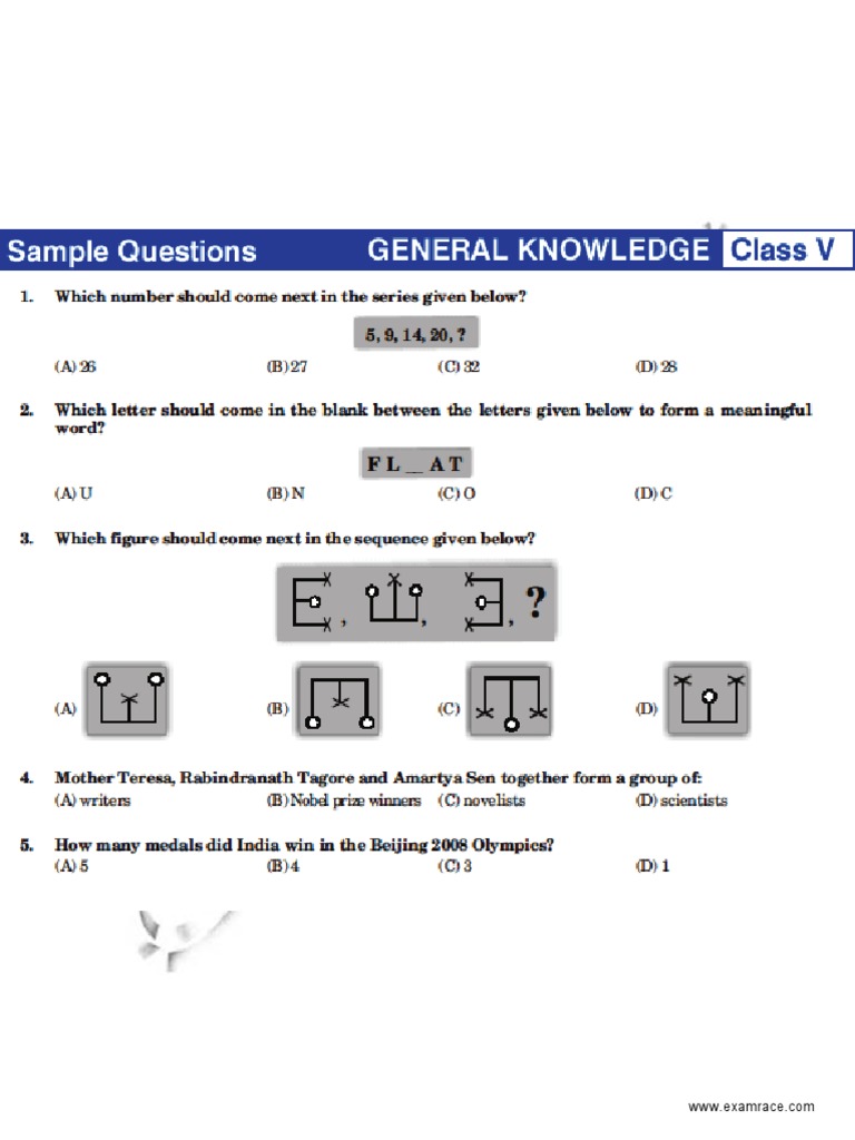 NSTSE Sample Paper Class 5 | PDF | Nature