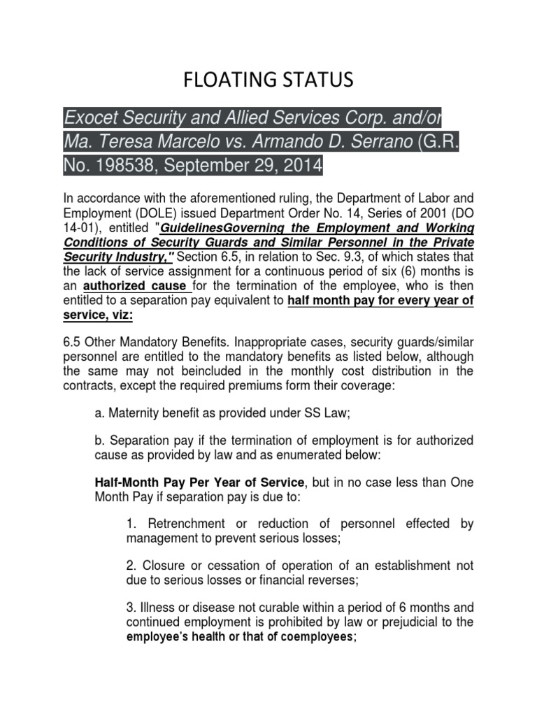 NLRC Floating Status | PDF | Security Guard | Employment