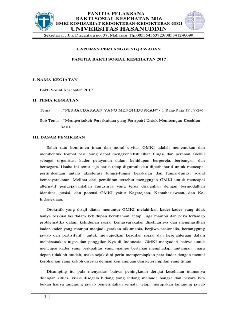 LPJ Baksos STT Intim 2017 | PDF