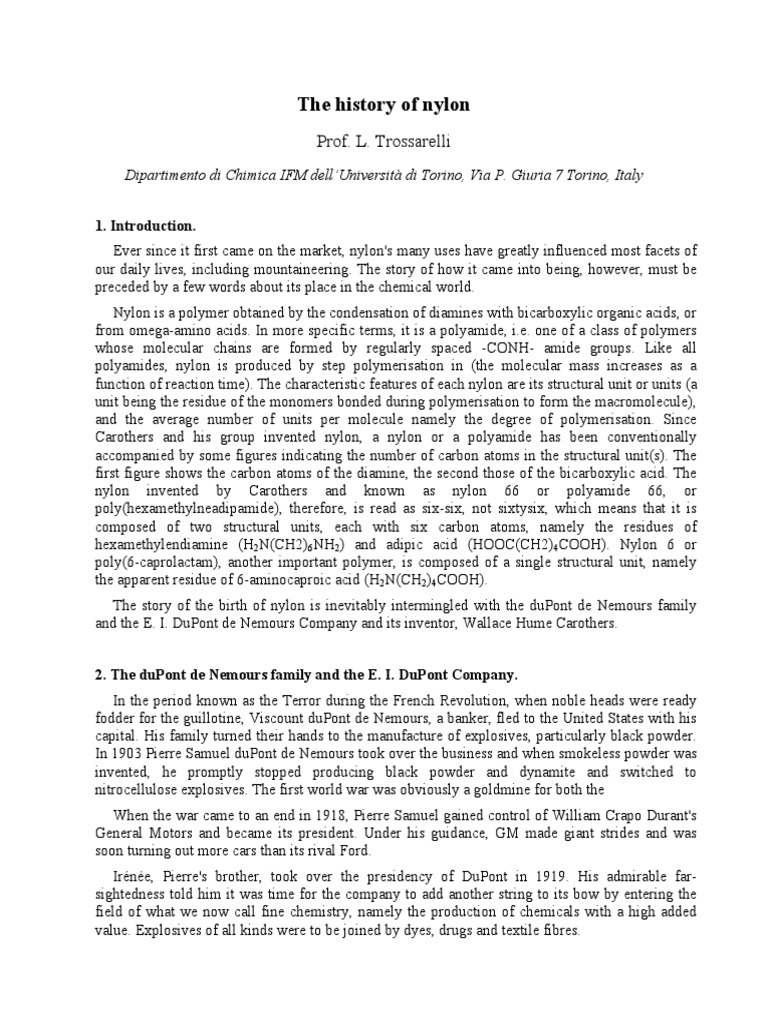 The History of Nylons | PDF | Nylon | Polymerization