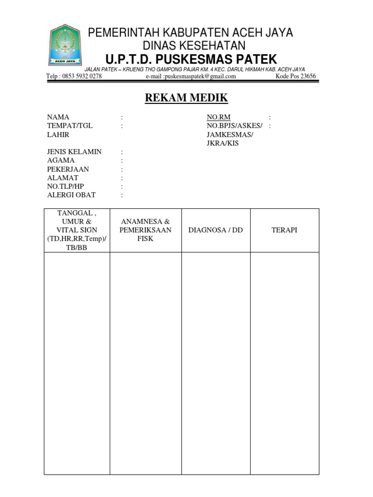 Rekam Medik PKM Patek By-Dr - Marizal | PDF