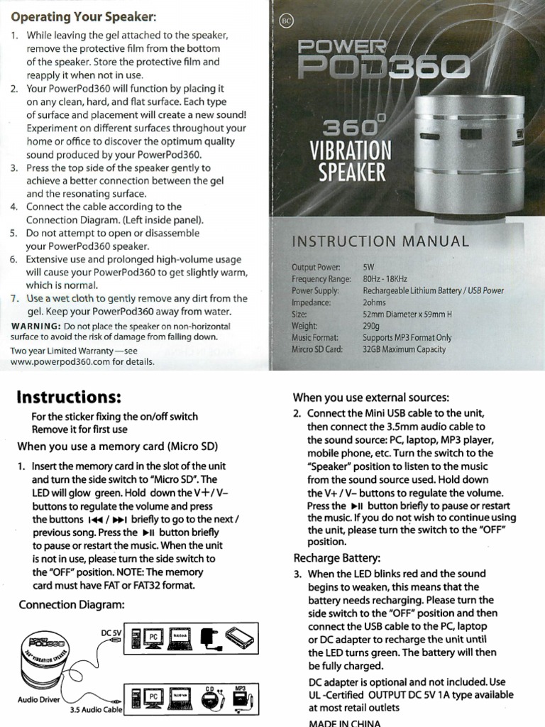 Speaker PowerPod360 Manual | PDF