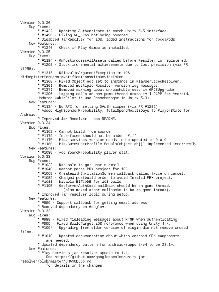 Google Play Changelog | PDF | Ios | Android (Operating System)