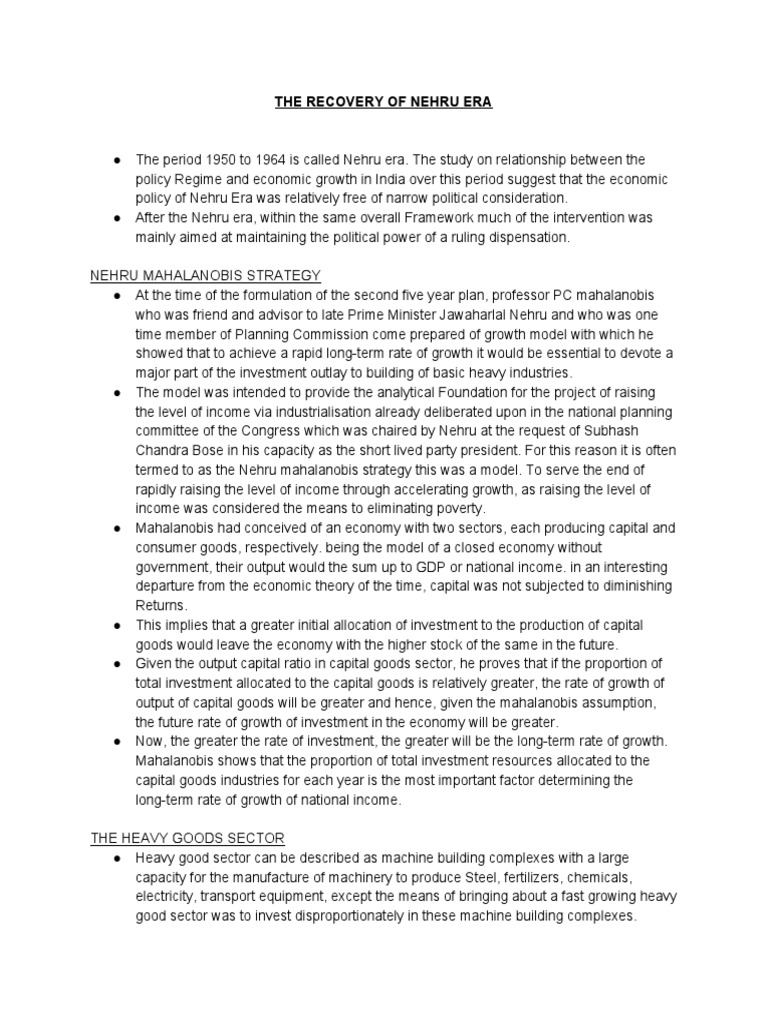 The Recovery of Nehru Era PDF | PDF | Economies | Economics