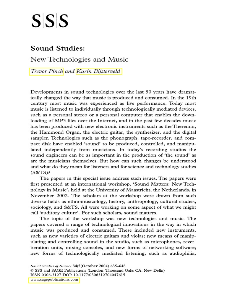 Pinch, Sound Studies | PDF | Audio Engineer | Sound Recording And ...