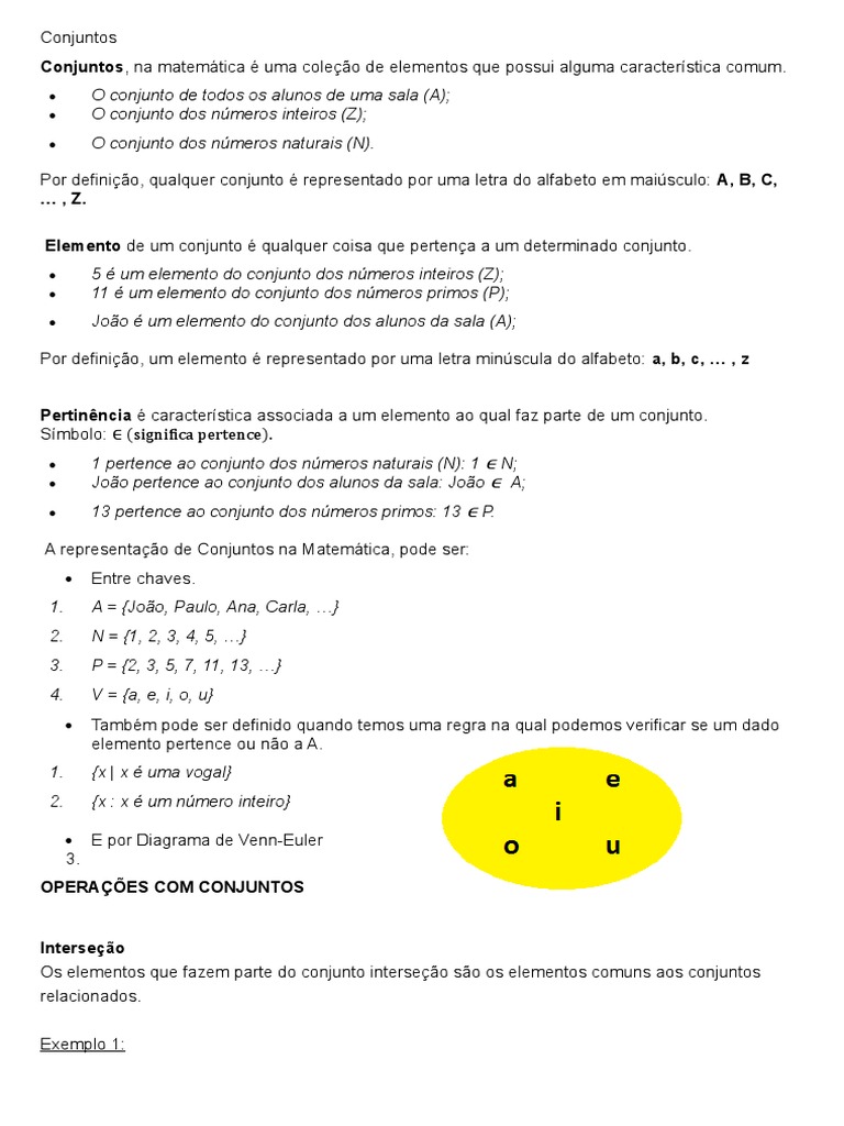 Conjuntos e suas operações básicas | PDF | Conjunto (Matemática ...