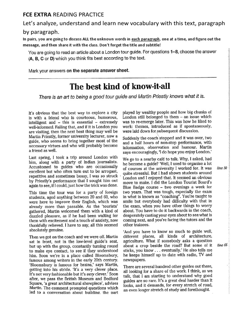 Fce Reading part 5 Fce Reading part 5