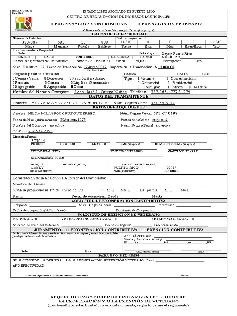 MODELO As-38 SolicitudExoneracióncontributiva | PDF | Información del ...