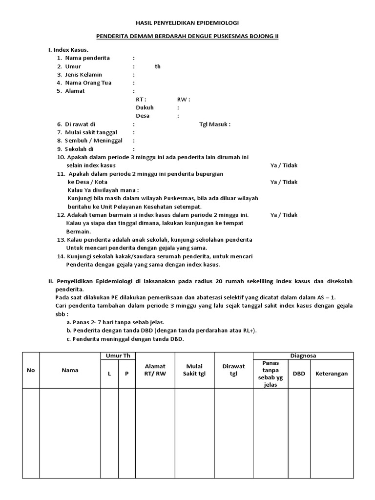 Hasil Penyelidikan Epidemiologi DBD 17 | PDF