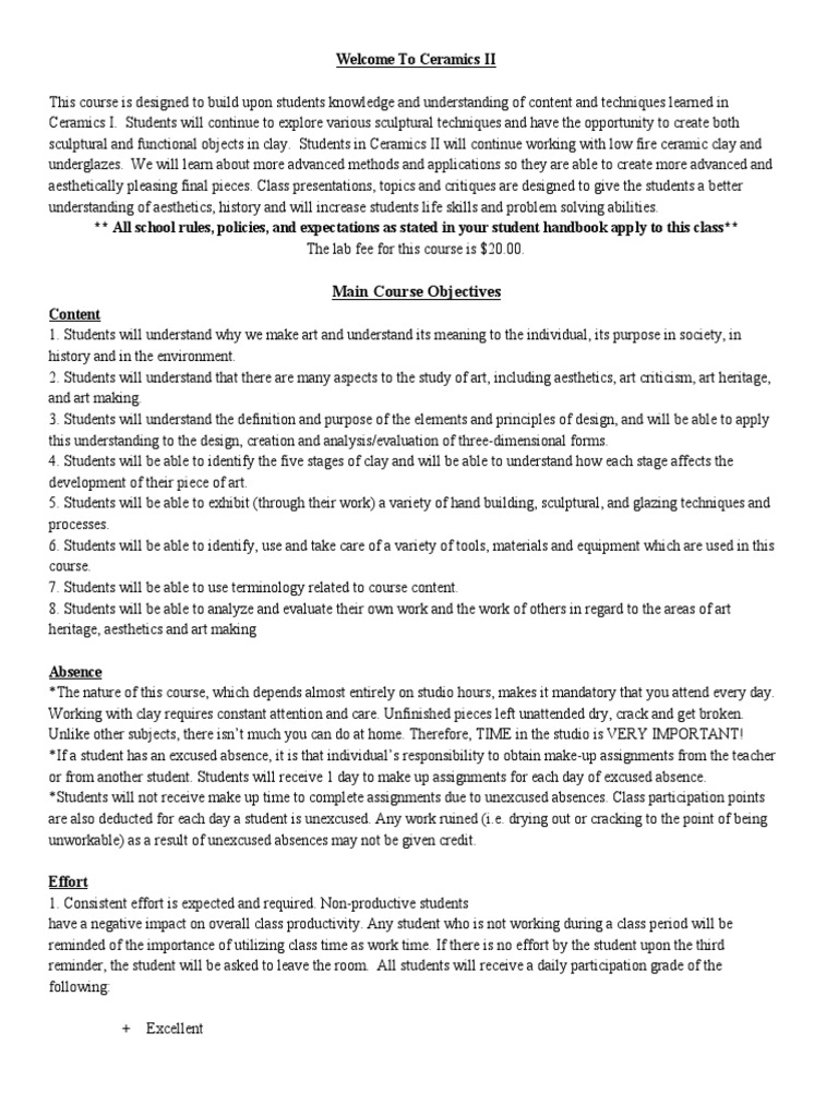 New Ceramics II Syllabus | PDF | Learning | Cognition