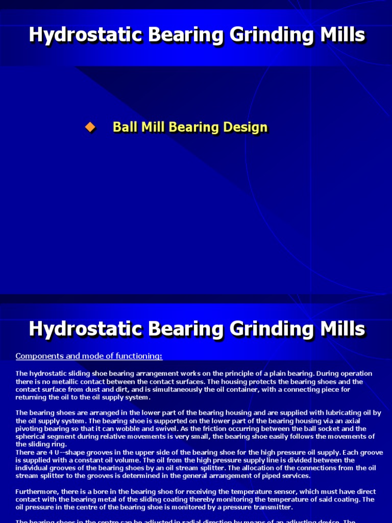 Ball Mill Hydrostatic Slide Shoe Bearing | PDF | Bearing (Mechanical ...