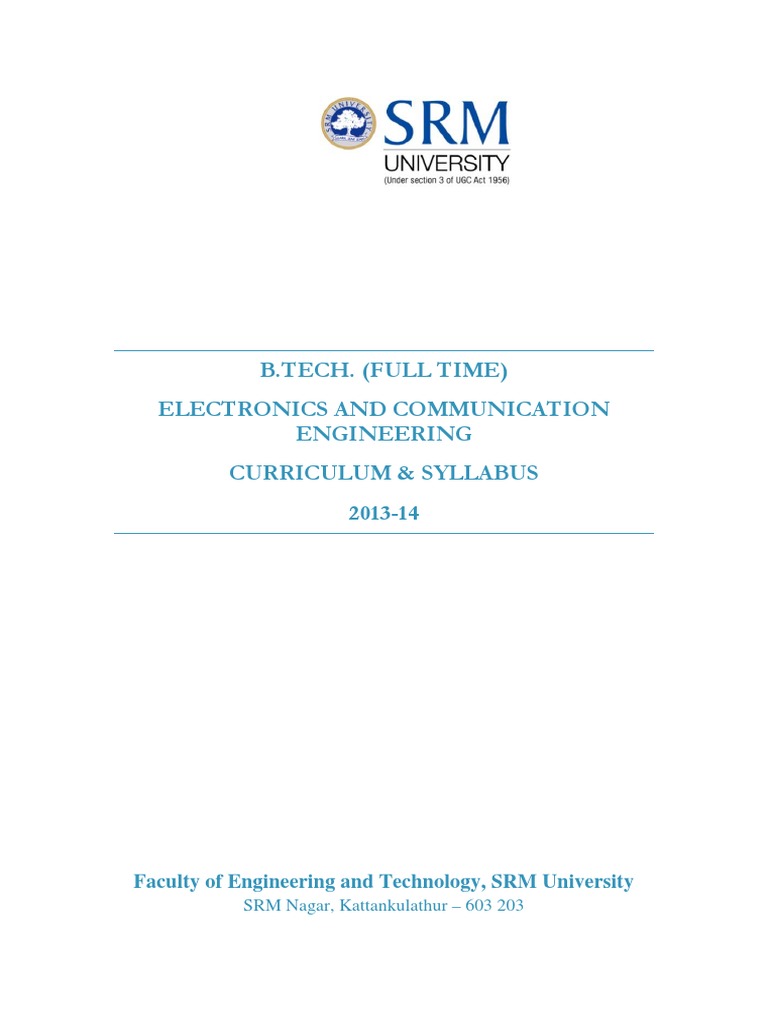 Btech Curriculum Electronics and Communication Engineering Regulations ...