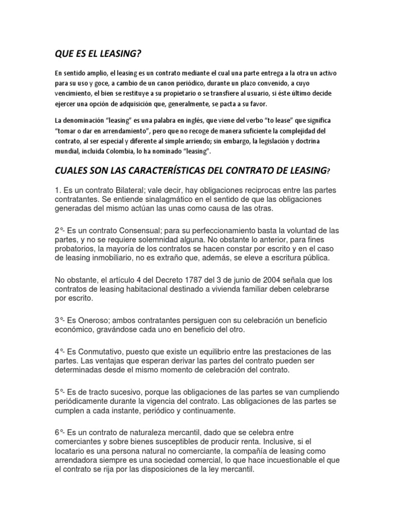 Contrato de Leasing | PDF | Arrendamiento | Propiedad