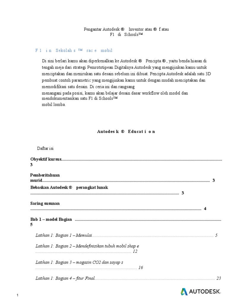 Autodesk Inventor F1 in Schools Print Version | PDF