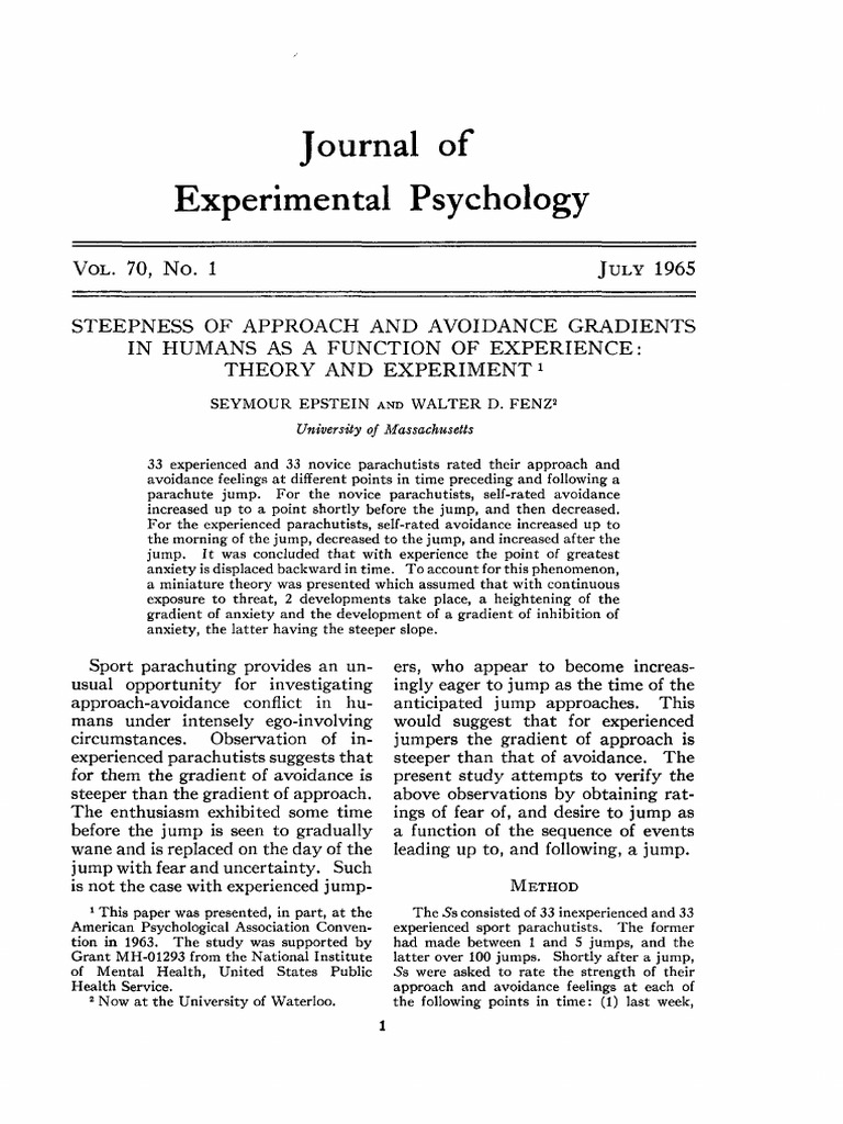 001-012 Steepness of Approach and Avoidance Gradient in Humans As A ...
