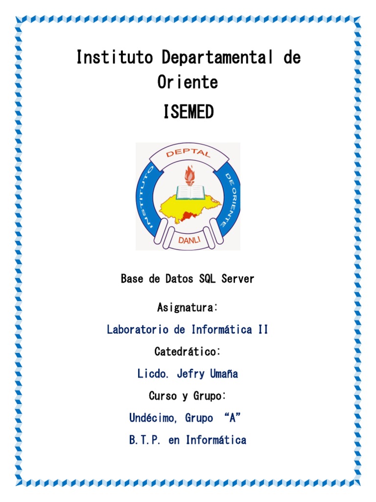 Informe de SQL Server | PDF | Servidor SQL de Microsoft | SQL