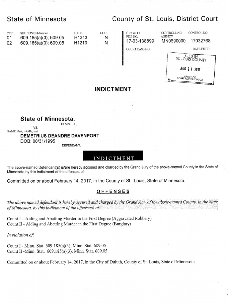 Davenport Indictment | PDF | Arrest Warrant | Indictment