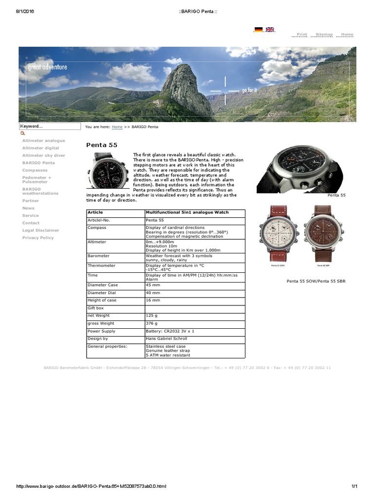 Barigo Penta | PDF | Altimeter | Measuring Instrument