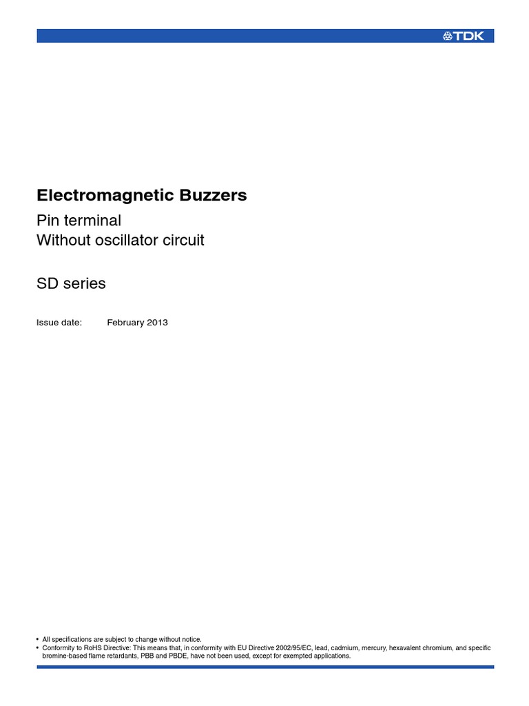 Electromagnetic Buzzers: Pin Terminal Without Oscillator Circuit | PDF ...