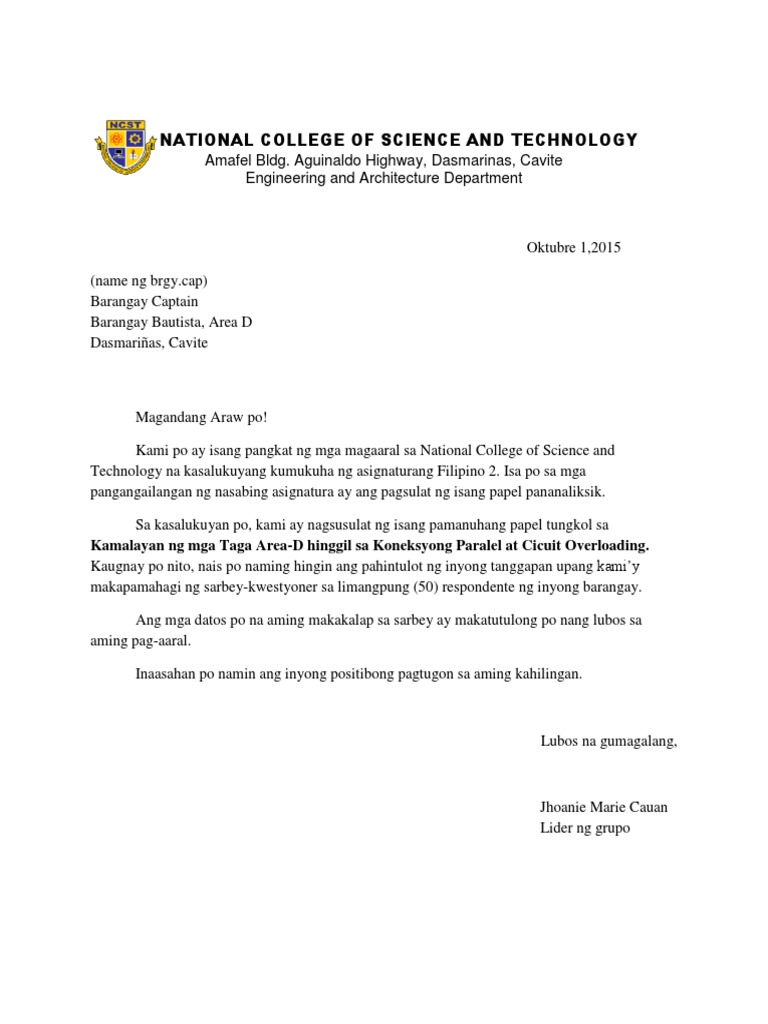 Liham Pagpapaalam ResearchPaper | PDF