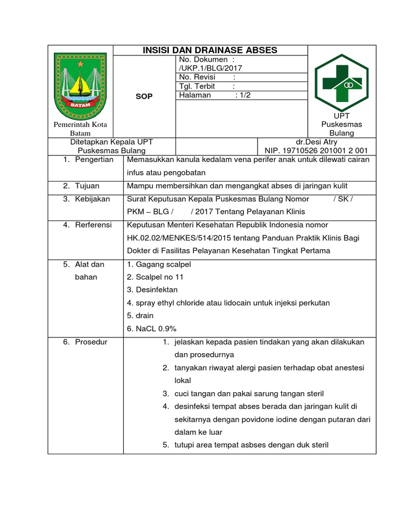 Sop Insisi & Drainase Abses | PDF