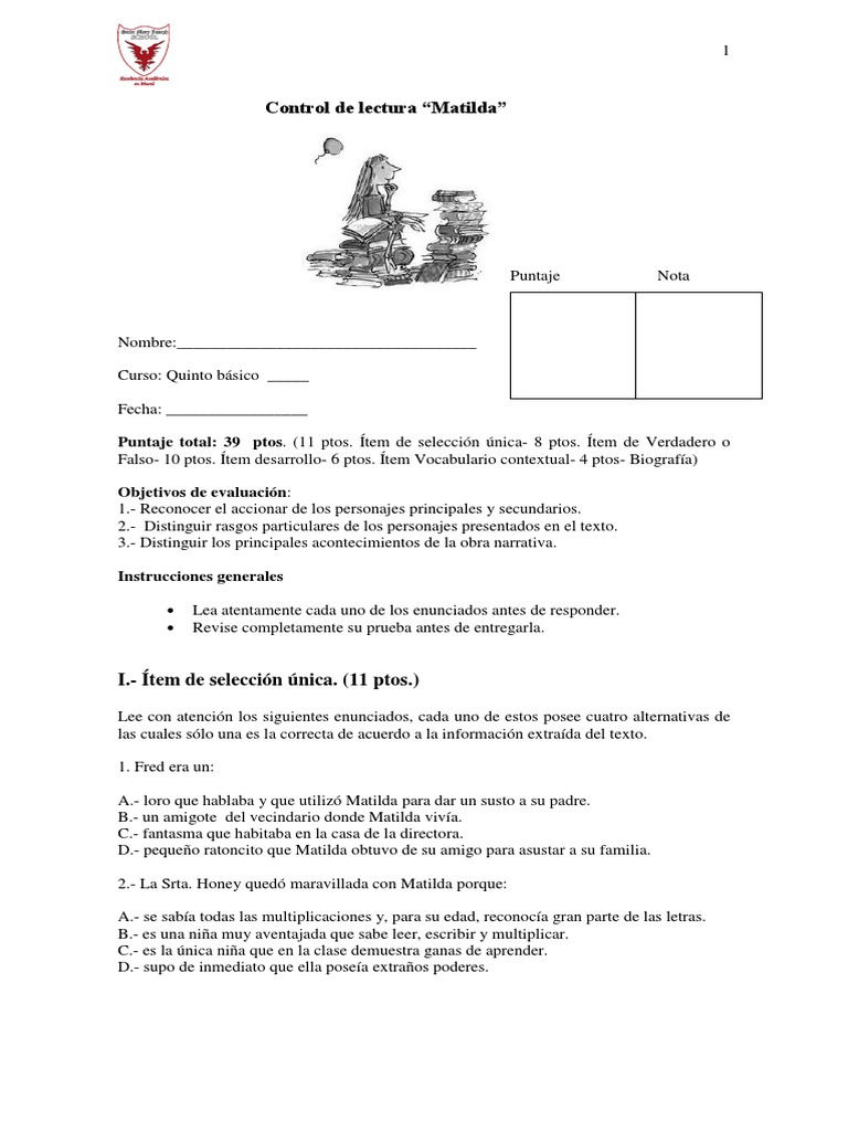 Control Matilda | PDF | Novelas infantiles | Novelas