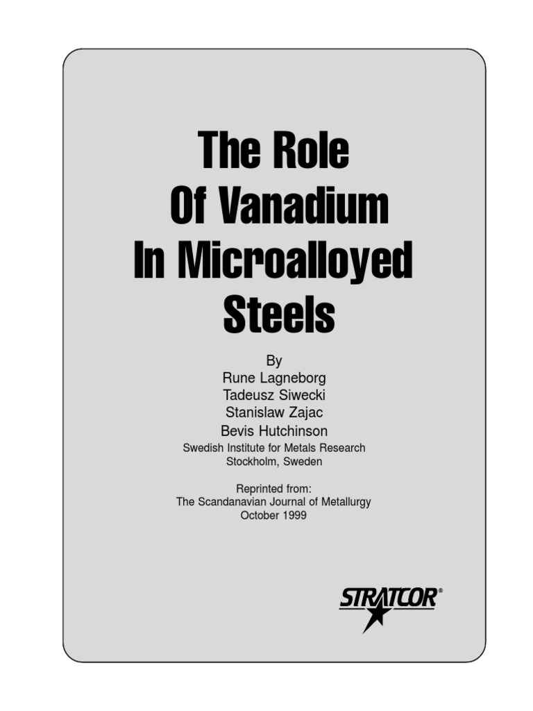 Role of Vanadium in Microalloyed Steels - Lagneborg PDF | PDF | Steel | Solubility