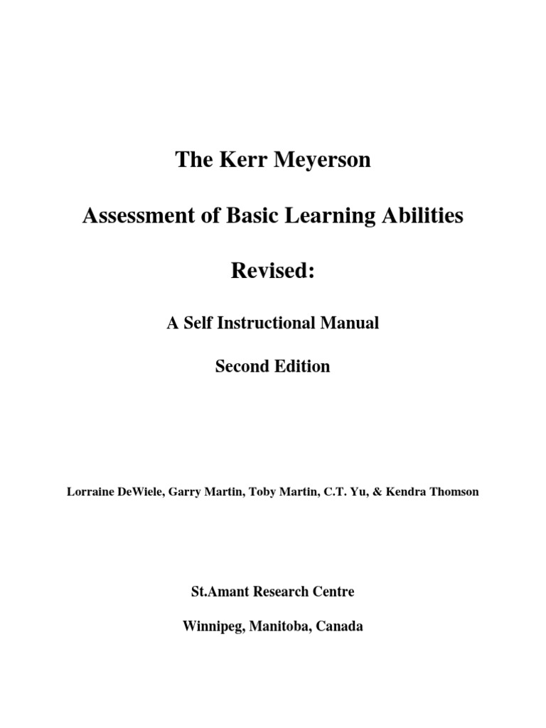 ABLA R Self Instructional Manual 20140630 | PDF | Reinforcement ...