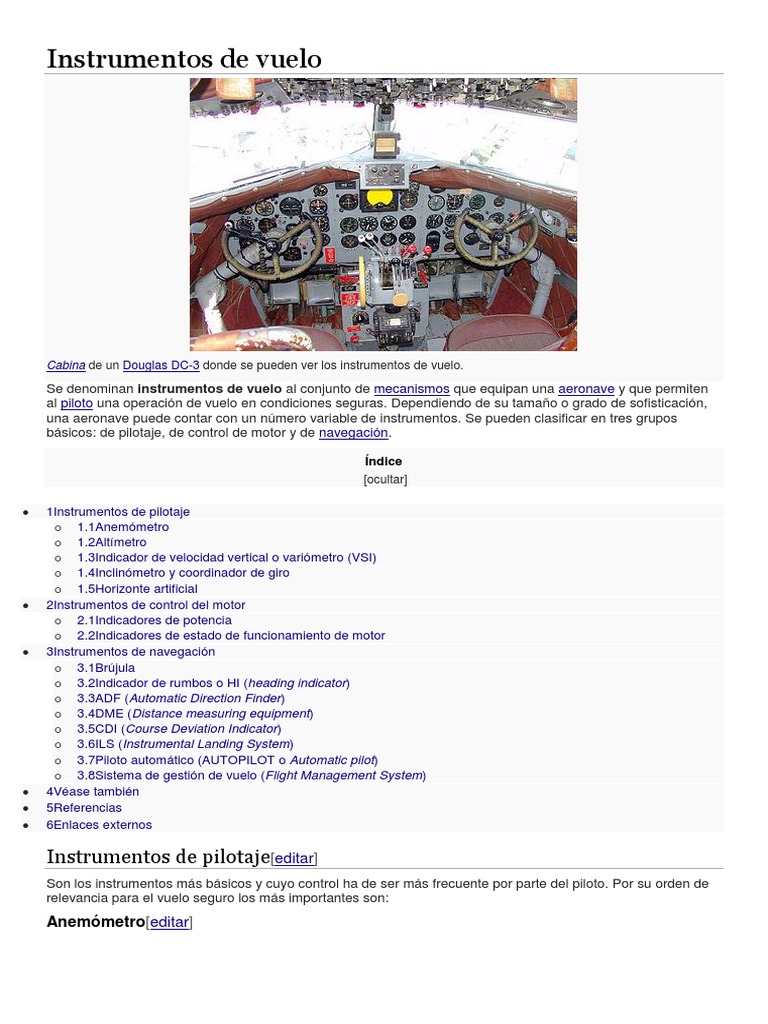 Instrumentos de Vuelo en Aeronaves | PDF | Avión | Brújula
