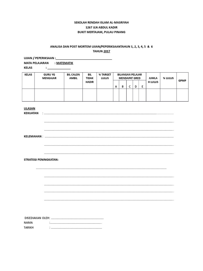 Borang Post Mortem PKSR 2 | PDF | Karier & Perkembangan