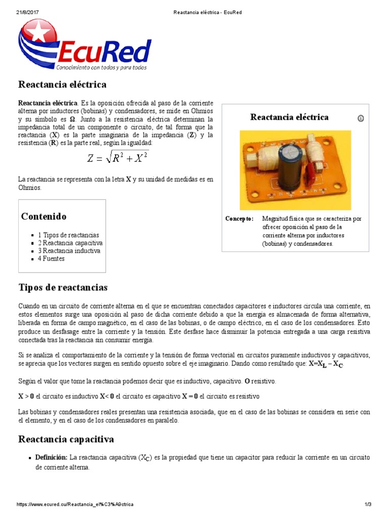 Reactancia Eléctrica Simplificada | PDF | Inductor | Condensador