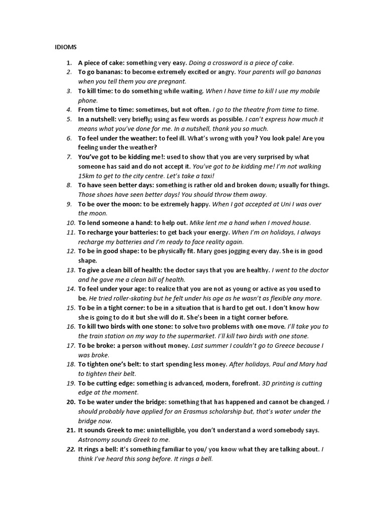 Idioms and Sayings in English | PDF
